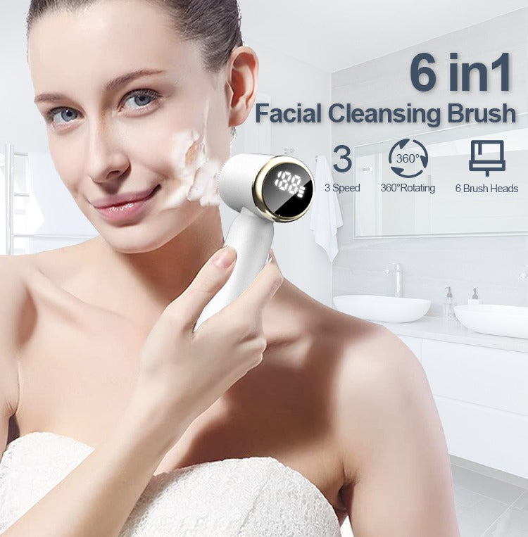 Rotating Waterproof Facial Cleansing Spin Roller Sonic Massager Cleane ...