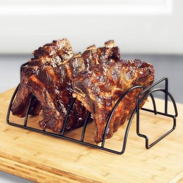 BBQ Rib Rack Non Stick Rib Roast Rack for Grill-Non-Stick Reversible R ...